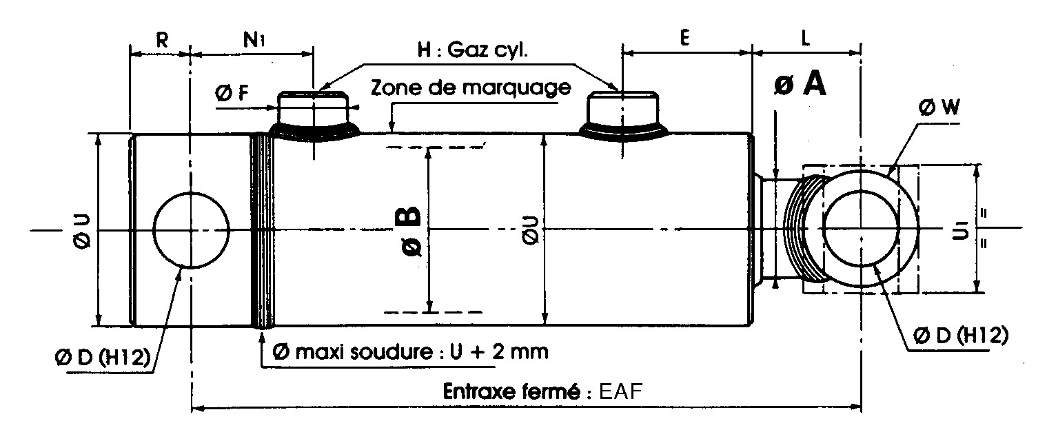 Schema verin simple effet hydraulique